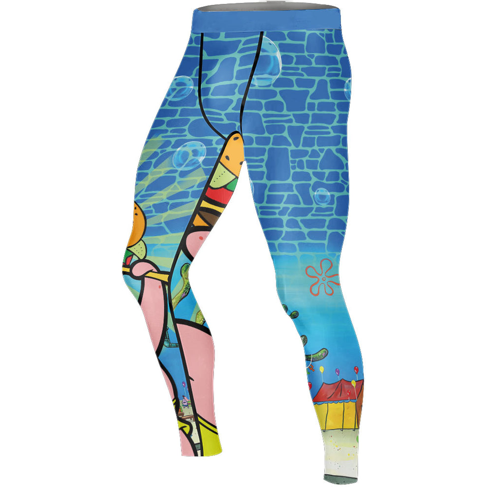 Blue Ocean Party Men's Compression Leggings | 4-Way Stretch Sportswear