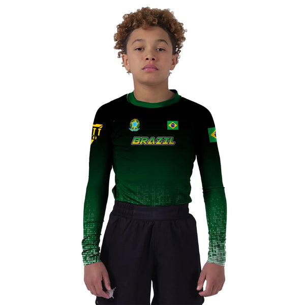 Brazil Halftone Kids Rash Guard | Athletic Wear for Kids