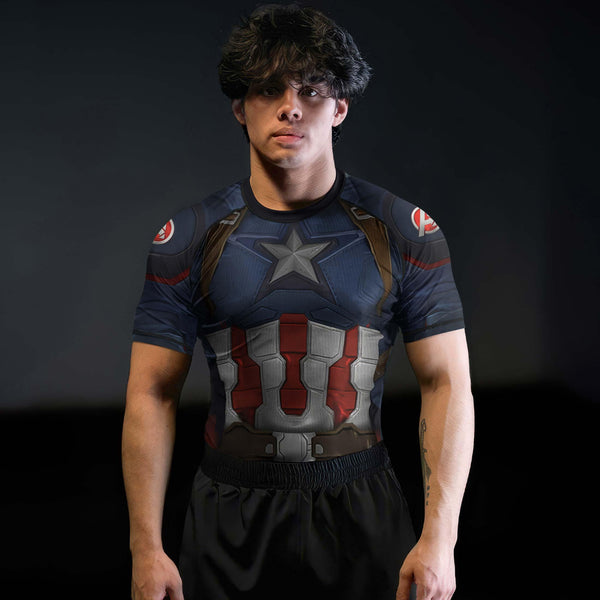 Captain America Cosplay Rash Guard | Athletic Performance
