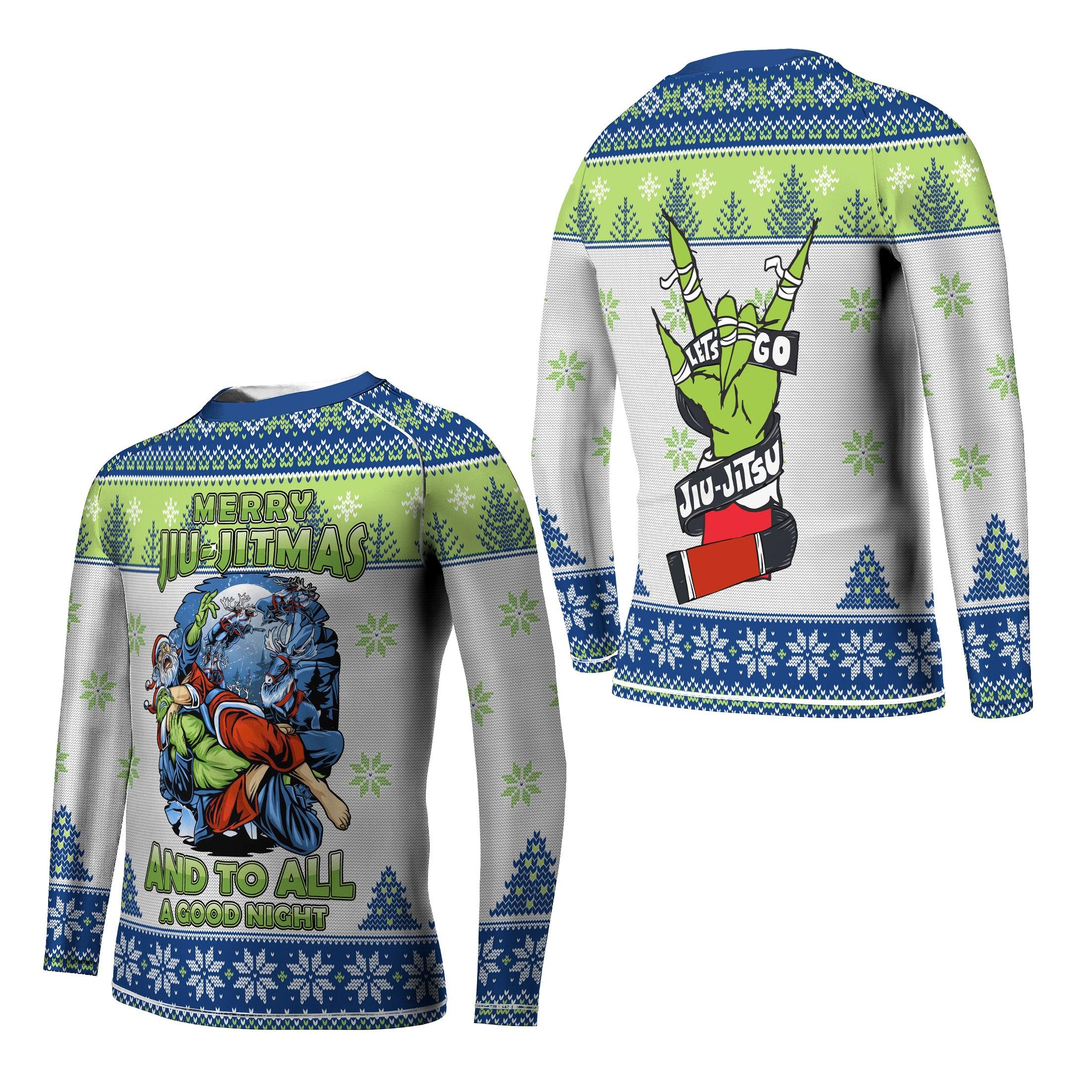 Christmas Santa Choking Grinch Kids Rash Guard | Santa Kids Rash Guard