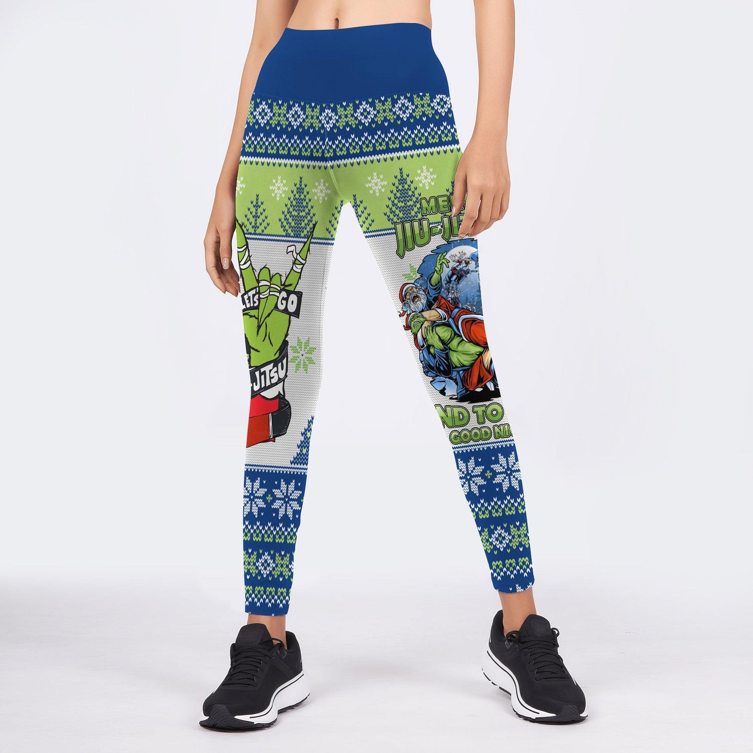 Christmas Santa Choking Grinch Leggings | Santa Yoga Tights