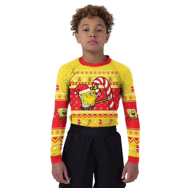 Kids Rash Guard | Christmas Spongebob Design