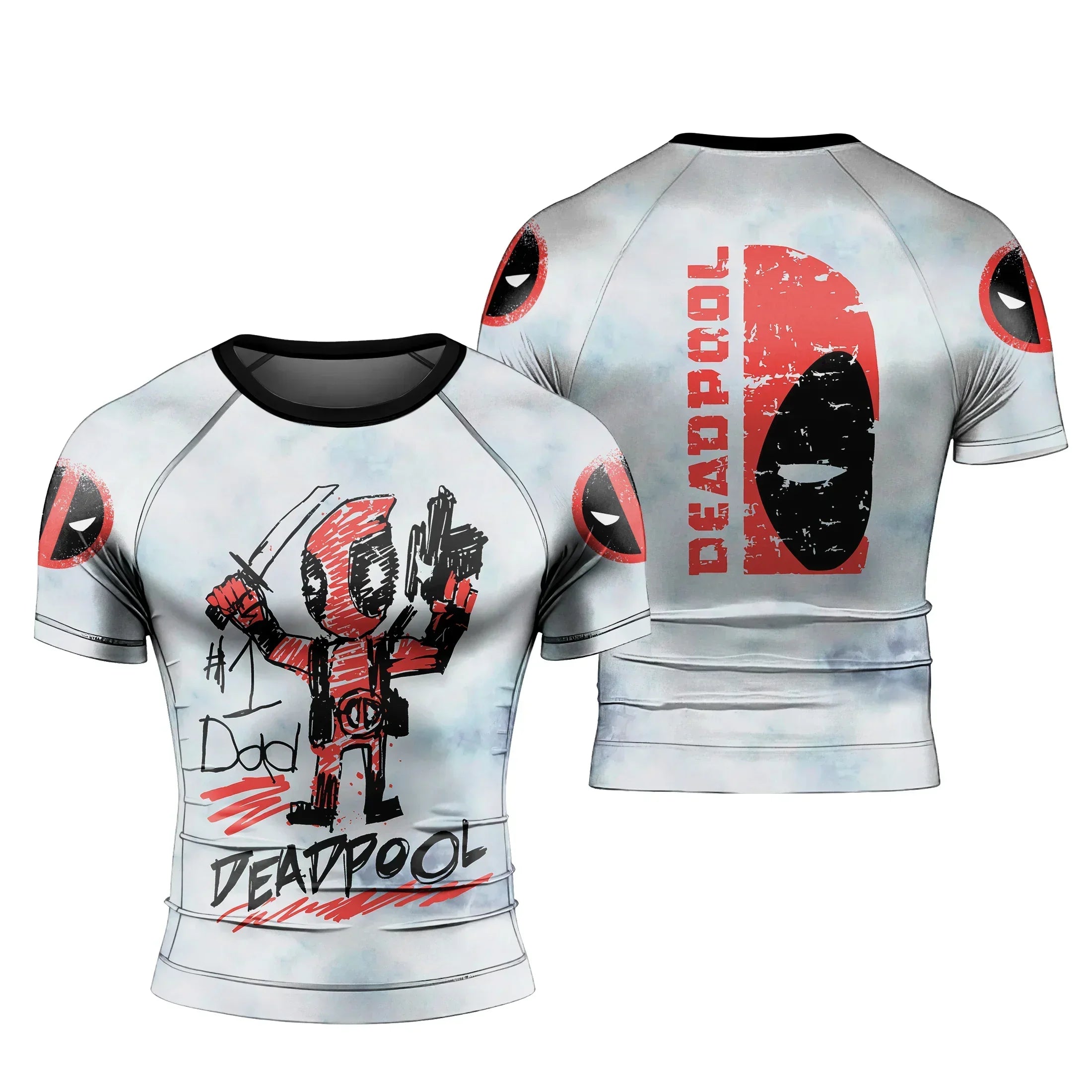 Deadpool Number 1 Dad Rash Guard for MMA & Fitness