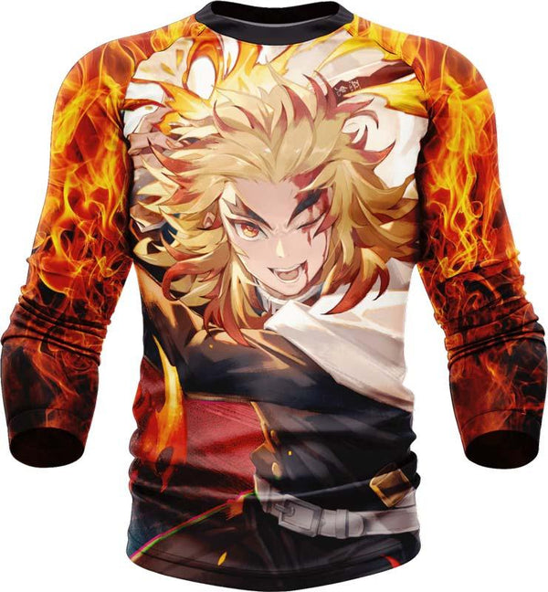 Demon Slayer Rengoku Final Battle Long Sleeve Rash Guard