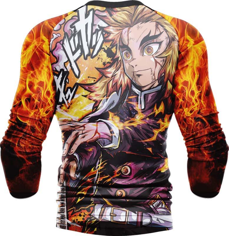 Demon Slayer Rengoku Flame Breathing Rash Guard