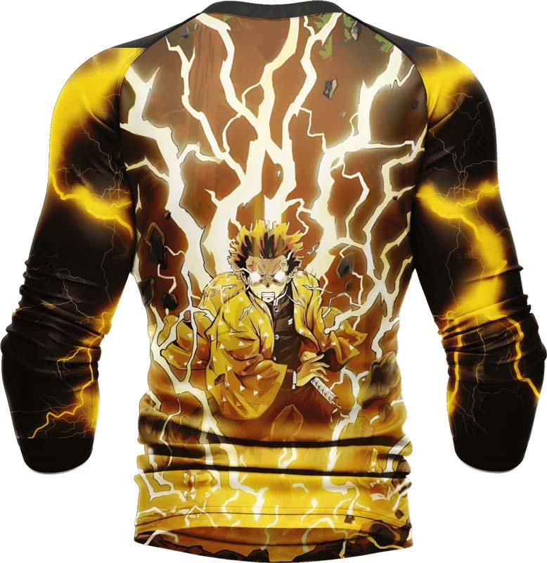 Demon Slayer Zenitsu Flaming Thunder God Rash Guard