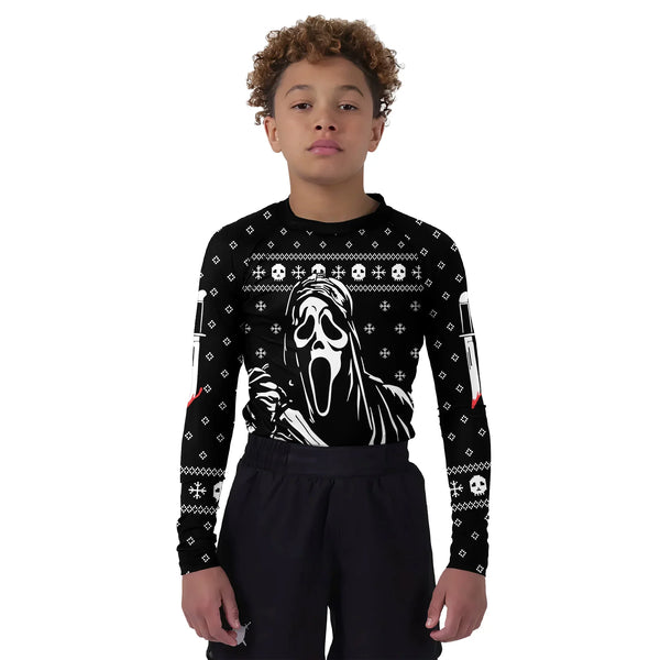Ghostface Christmas Kids Rash Guard | Athletic Wear