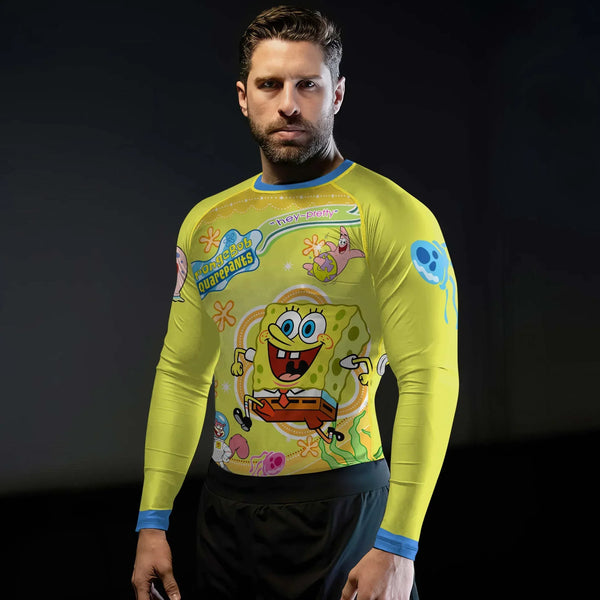 Happy SpongeBob Squarepant Rash Guard | Unique Rash Guard Design