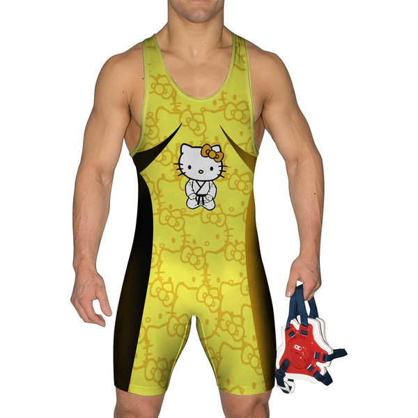 Hello Kitty Jiu Jitsu Yellow Wrestling Singlet