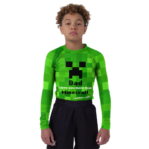 I Love My Dad More Than Minecraft Kids Rash Guard