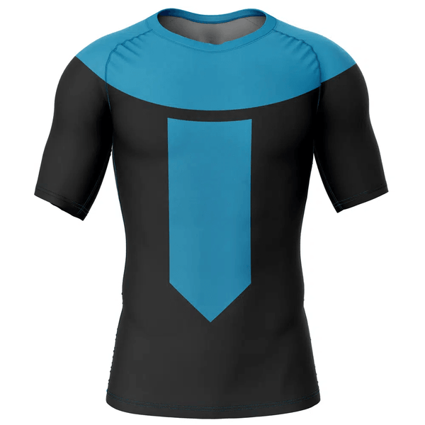 Invincible Blue Rash Guard for MMA, BJJ, and Fitness