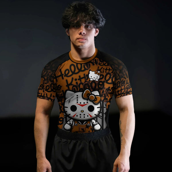 Jason Voorhees Kitty Brown Rash Guard for MMA & Fitness