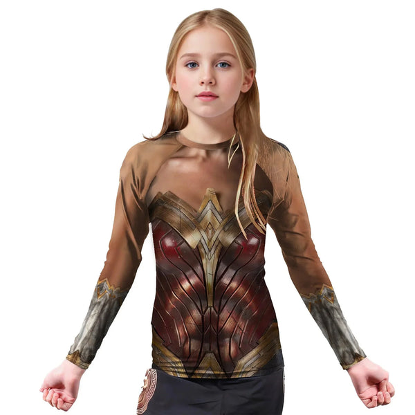 Justice League Wonder Woman Cosplay Kids Rash Guard | Kids Rash Guard