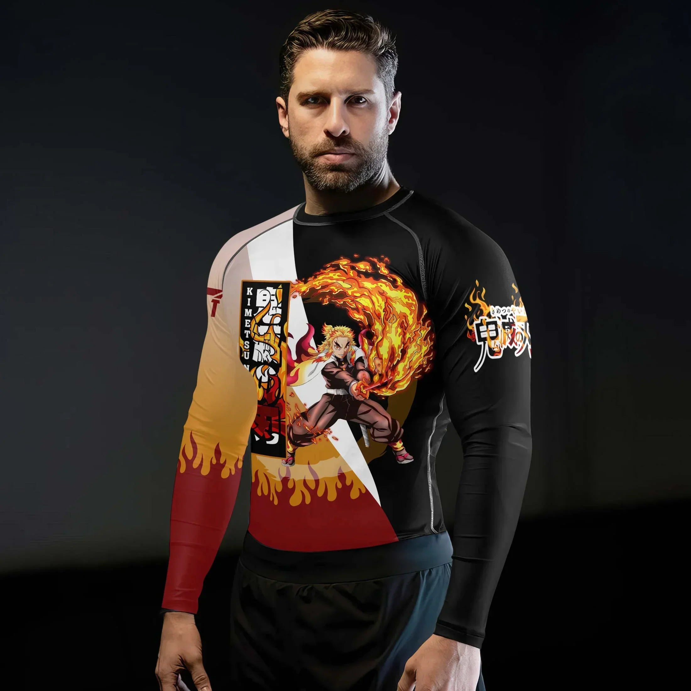 Kimetsu No Yaiba Rengoku Kyojuro Rash Guard for MMA & Fitness