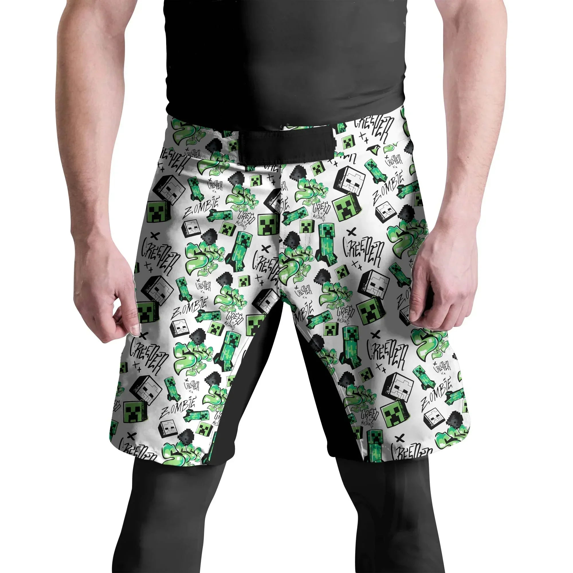 Minecraft Creeper Graffiti Fight Shorts - Durable & Stylish