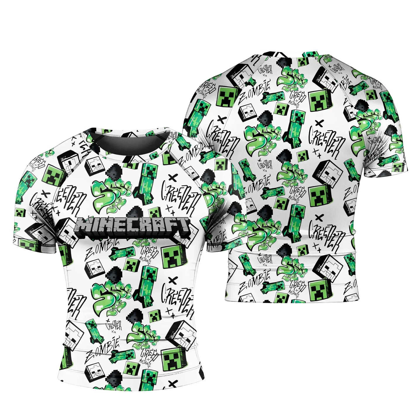 Minecraft Creeper Graffiti Rash Guard for Athletes