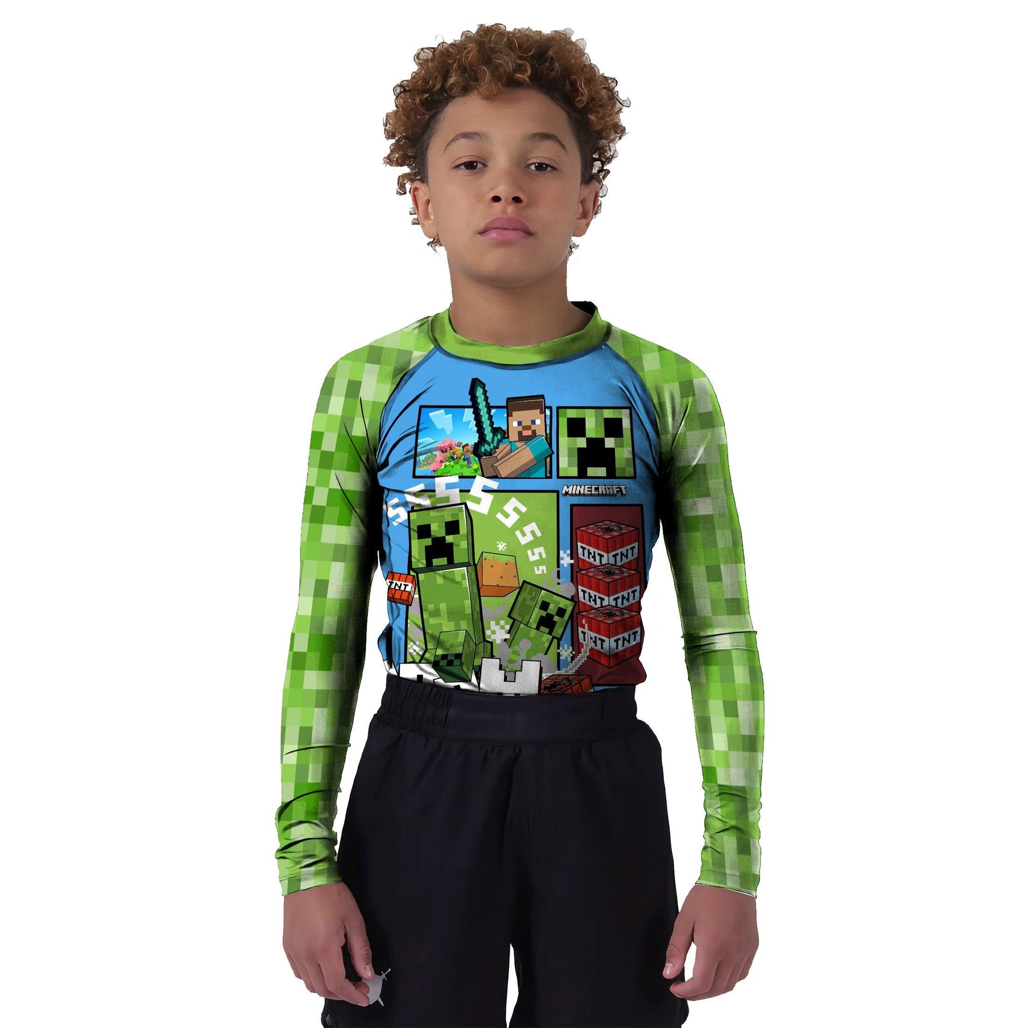 Minecraft Creeper Kids Rash Guard | Athletic Wear