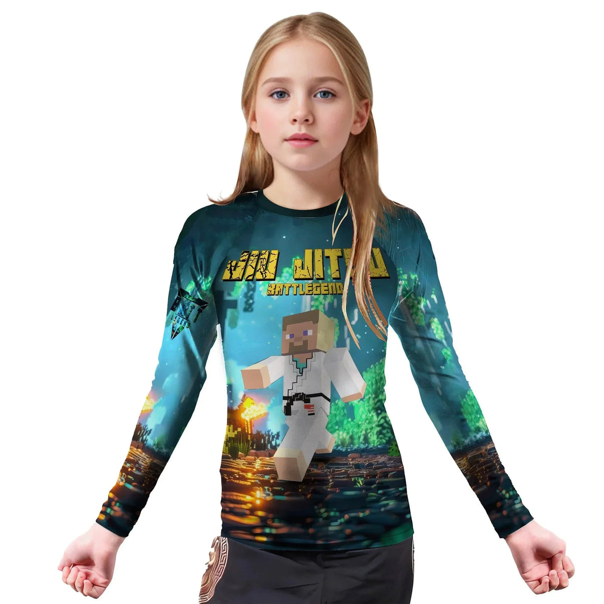 Minecraft Jiu Jitsu Kids Rash Guard | Athletic Wear
