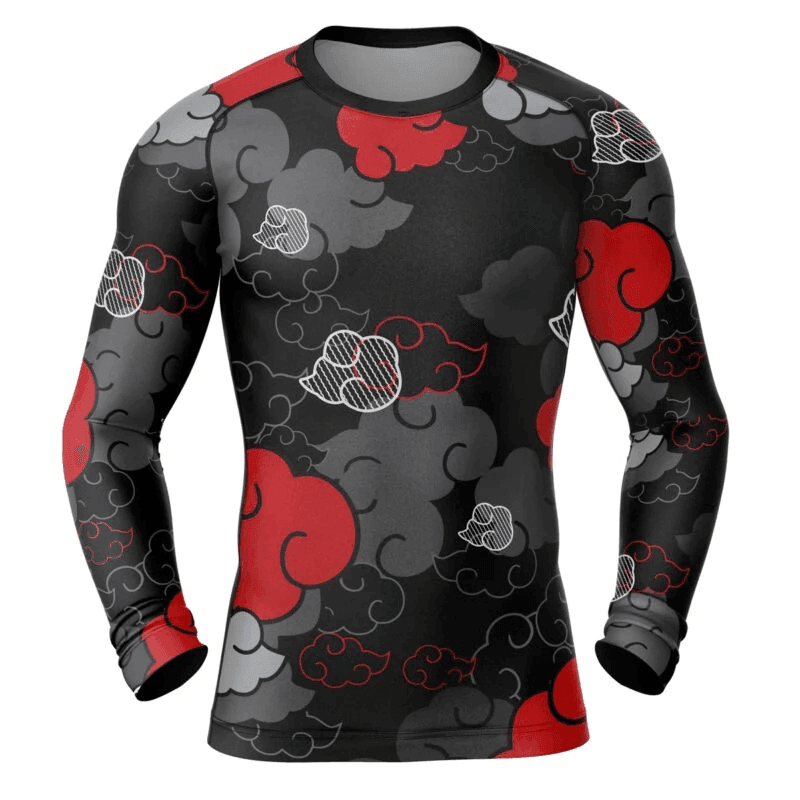 Naruto Red Cloud Akatsuki Rash Guard | Athletic Rash Guard
