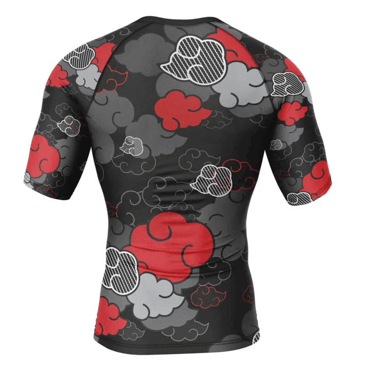 Naruto Red Cloud Akatsuki Rash Guard | Athletic Rash Guard