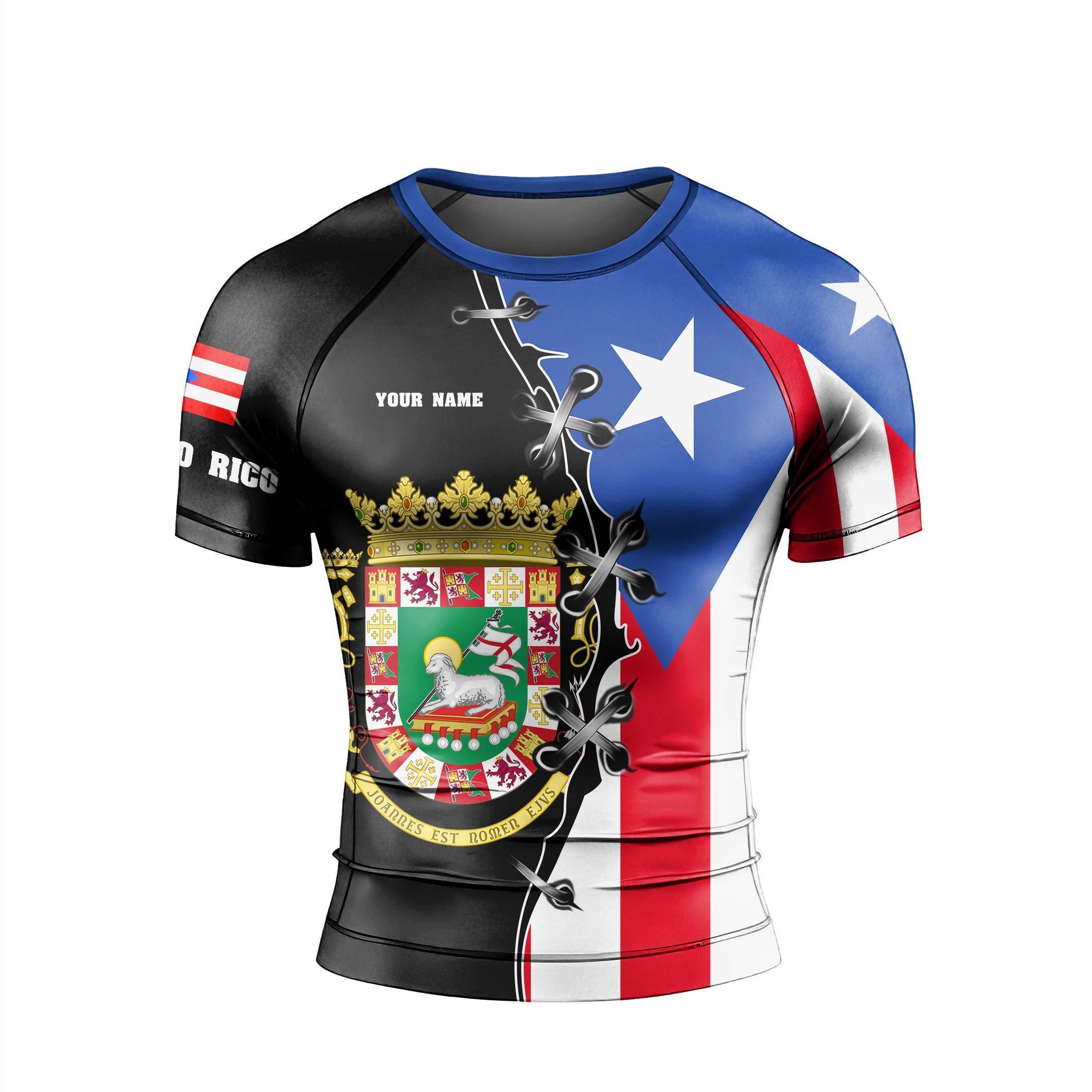 Personalized Puerto Rican Power Rash Guard | Athletic Rash Guard