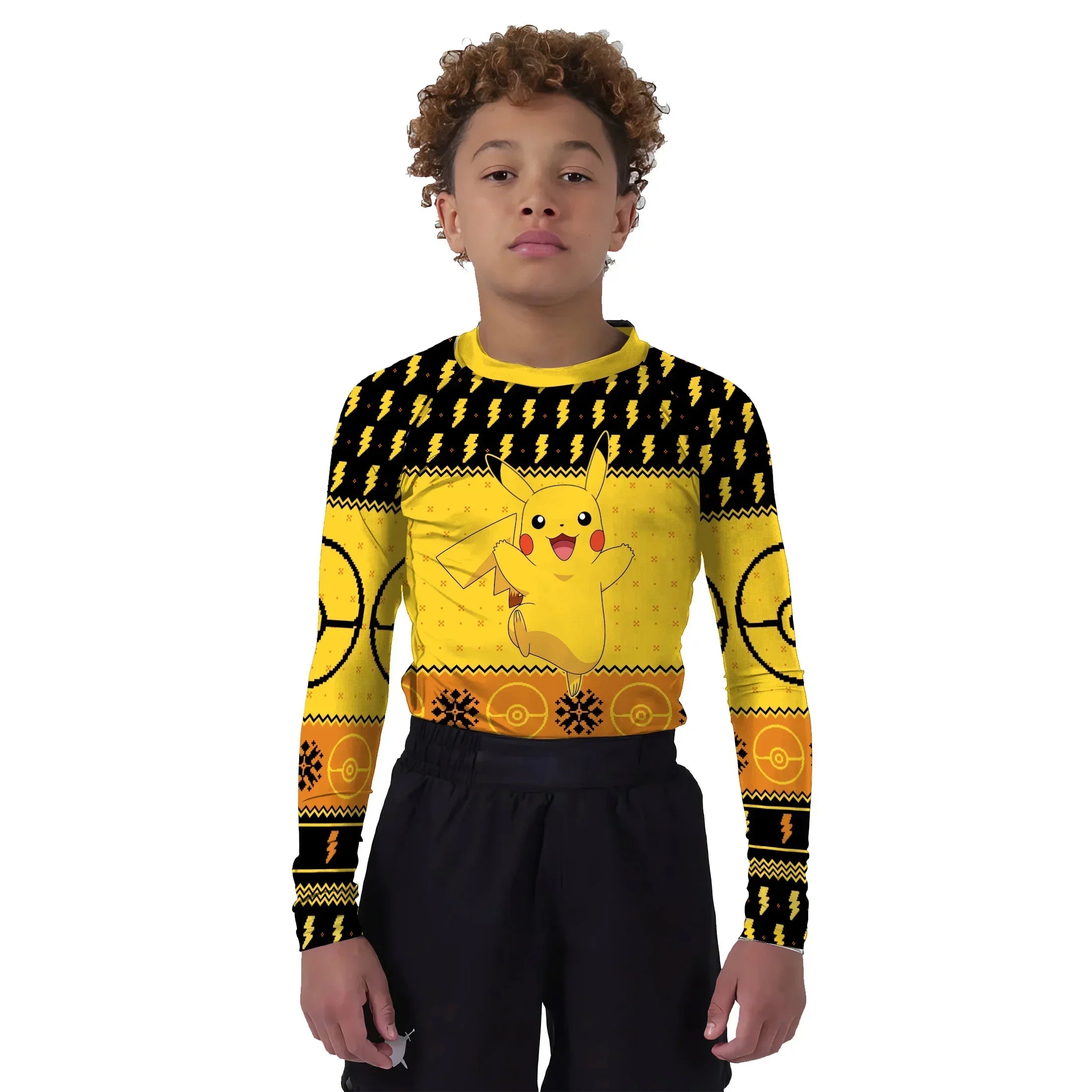 Pikachu Christmas Cheer Kids Rash Guard – Fun Athletic Wear