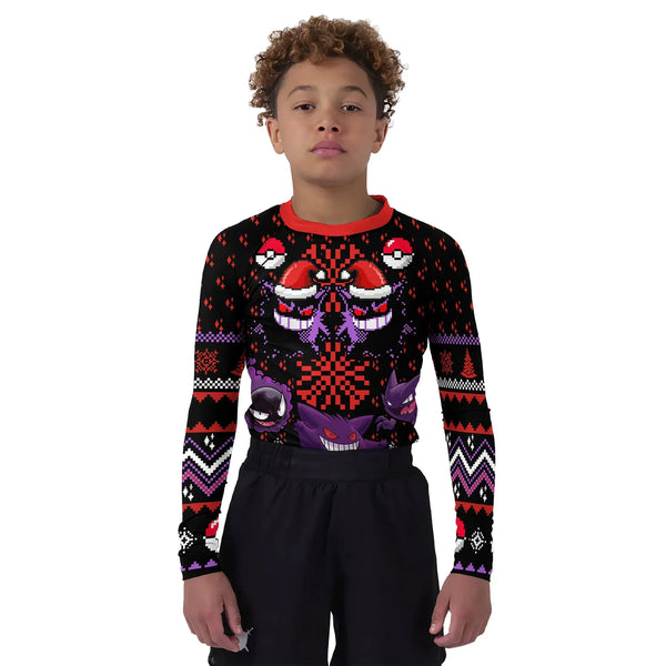 Kids Rash Guard – Pokemon Gastly Haunter Gengar Christmas Shirt