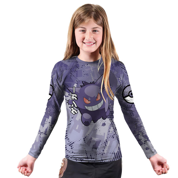 Pokemon Gengar White Kids Rash Guard | Athletic Wear