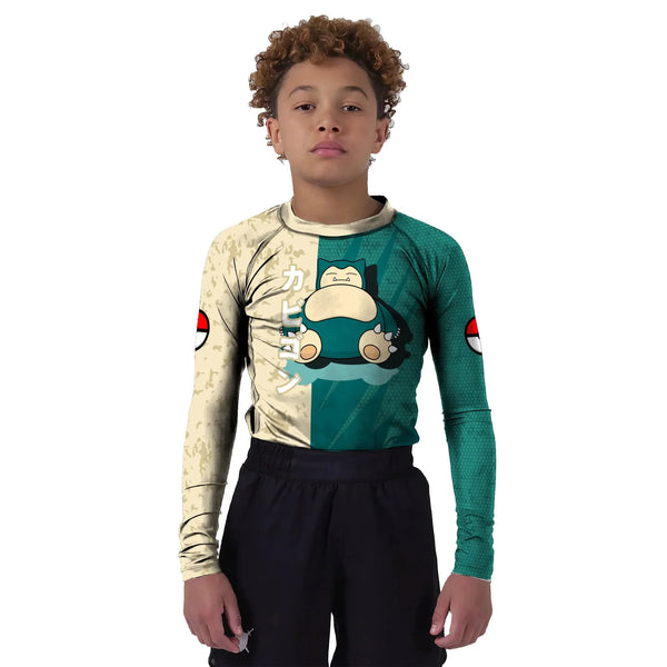 Pokemon Lazy Snorlax Kids Rash Guard | Athletic Wear