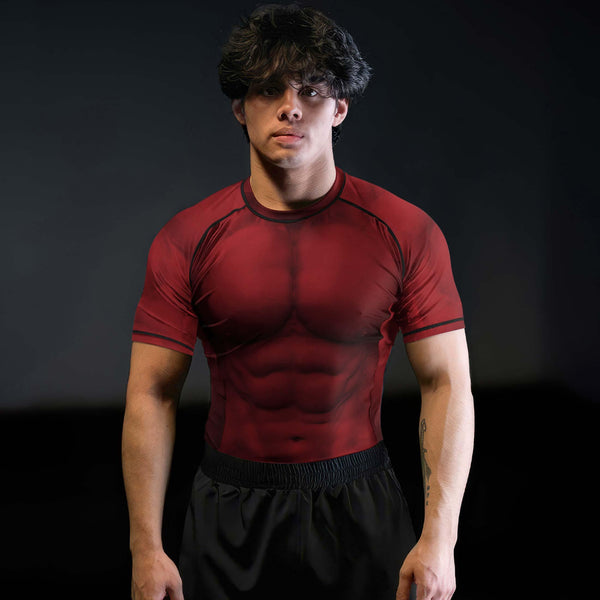 Red Hulk Cosplay Rash Guard | Athletic Performance