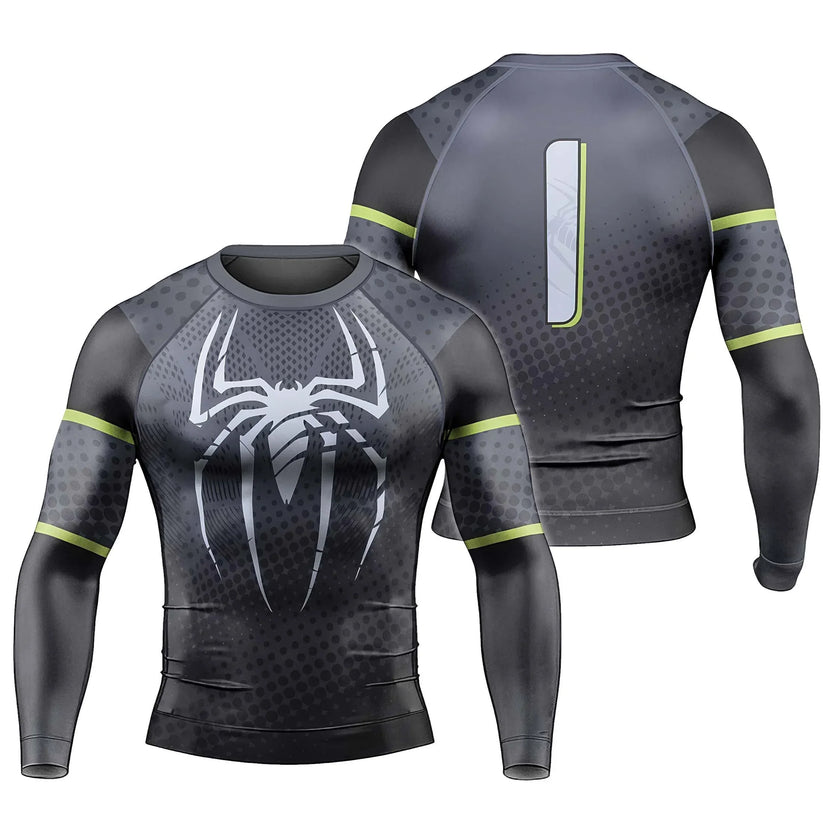Spider Man Black Rash Guard for MMA, BJJ, Fitness