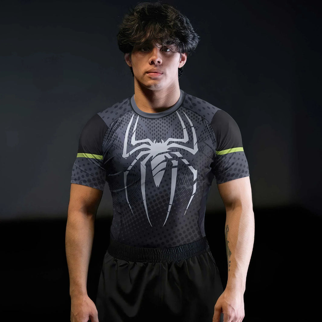 Spider Man Black Rash Guard for MMA, BJJ, Fitness