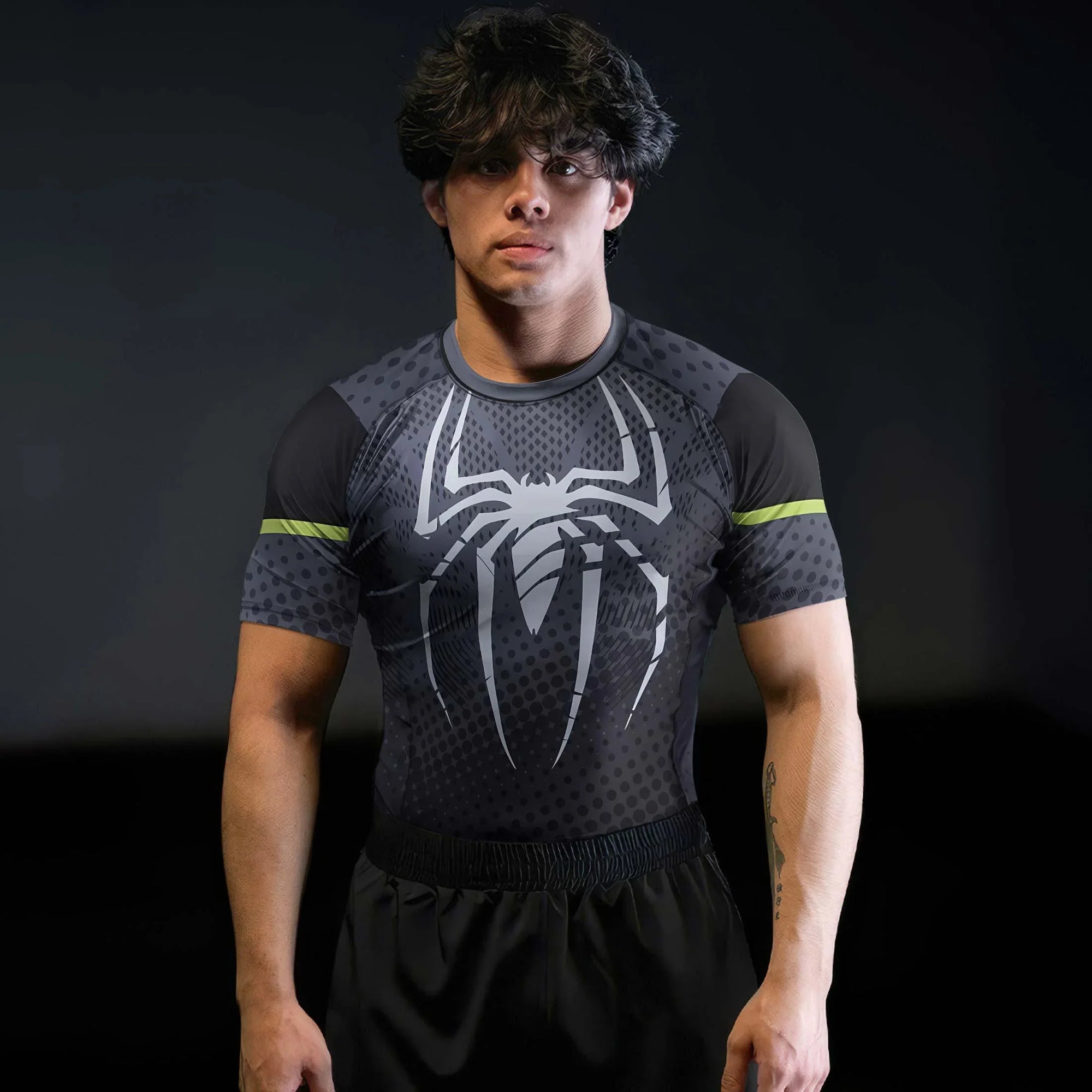 Spider Man Black Rash Guard for MMA, BJJ, Fitness