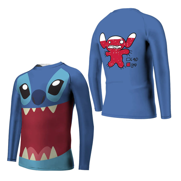 Stitch Badness Level Kids Rash Guard | Athletic Wear