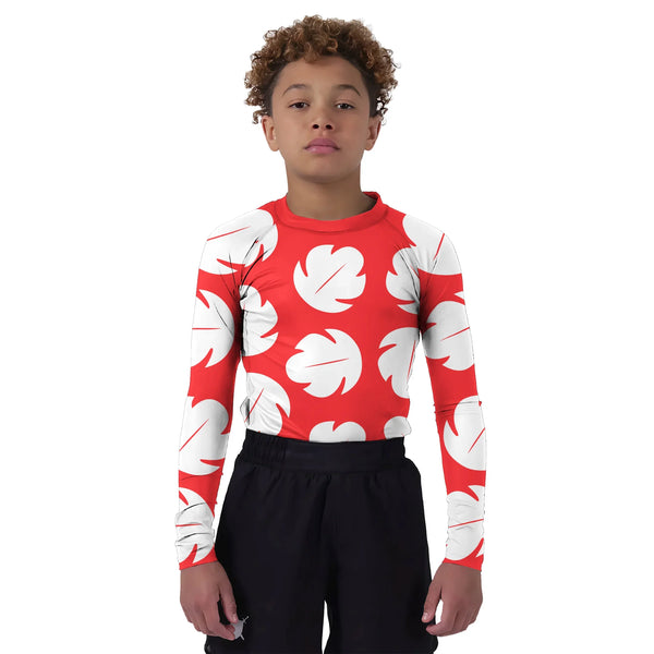 Stitch Lilo Red Leaf Kids Rash Guard | Athletic Wear