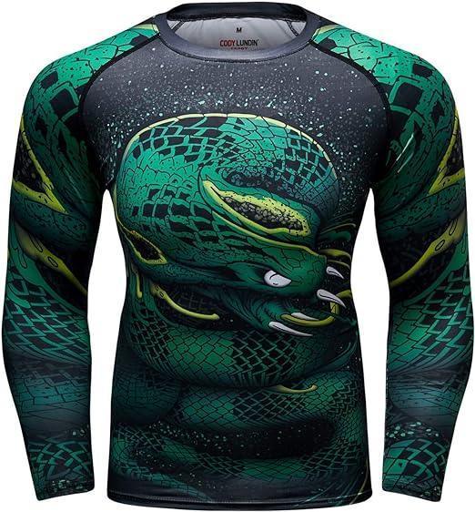 Green Snake Long Sleeve Rash Guard | Snake Surfing Rashguard