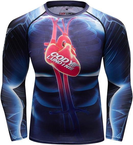 X Ray Human Heart Long Sleeve Rash Guard | X Ray Workout Rash Guard